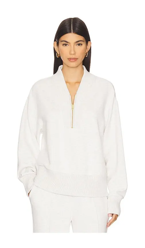 Varley Sally Half Zip Sweatshirt - Ivory Marl | Editorialist